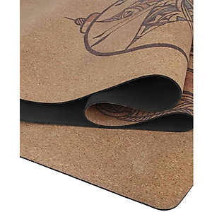 Shakti Warrior Akasa cork yoga mat - Artist Designed, Premium eco friendly mats, Non Slip, Non toxic, Great For Regular & Hot Yoga, Pilates and Workouts (72 inch x 24 inch x 3mm thick)