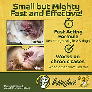 HAPPY JACK Ear Canker Powder (0.5 oz) Dog Ear Powder for Ear Infections, Made in USA Allergies, Polyps, Overproduction of Ear Wax, Excessive Swimming