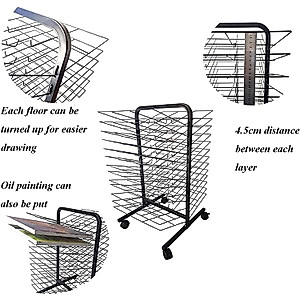 Art Drying Rack, 26-Tier Mobile Art Drying Rack with Wire Rack for Artwork, Drying and Printing Rack, Ideal for Schools and Art Clubs
