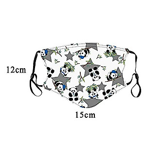 Mallocat 5PC Kids Face_Masks Cartoon Panda Print Resuable Washable Adjustable Breathable Cotton Face Covring Coverings Bandanas for Children Back to School