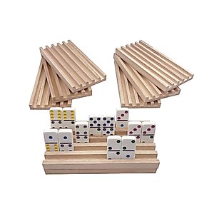 SUTIMSHE Set of 8 Mexican Train Domino Trays,Natural Wood Domino Racks, Domino Tiles Holders,Chickenfoot and Other Dominoes Games,Dominoes NOT Included