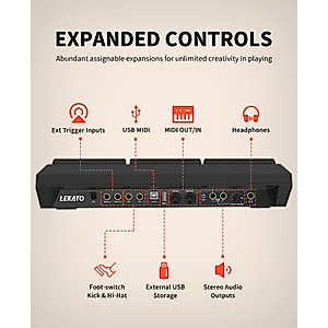 LEKATO Percussion Sample Pad, Electric Drum Pad with 9 Velocity-Sensitive Drum Pad, 592+ Sounds, Electronic Drum Set Pad Multipad with MIDI out, USB MIDI, AUX, Looper, Metronome, Trigger inputs