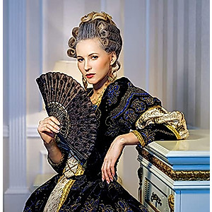 Hithop Hand Fan (Black) - Elegant Fabric Folding Hand Fan - Snaps Open, Easy to Handle. Cools effortlessly. Perfect Ballet and Dance Fan.