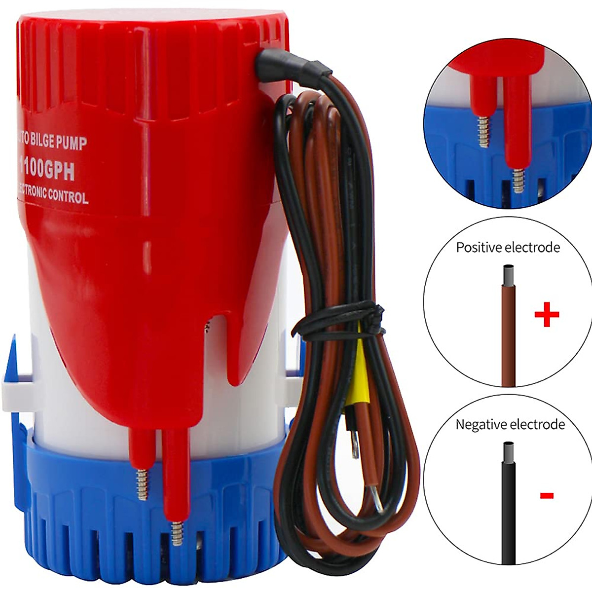 MAKERELE Auto Bilge Pump for Boats 12v 1100GPH Automatic Submersible Boat Bilge Water Pump with Electronic Switch (Outlet Diameter：1 1/8 inch/29mm)…