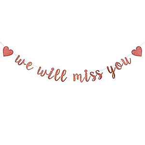 Rose Gold Glitter We Will Miss You Banner--Retirement Party Decorations Sign-Going Away Party Decor-Farewell Party Decorations-Office Work Party Decorations