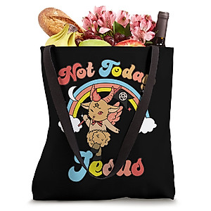 Not Today Jesus Funny Kawaii Baphomet Satan Devil Cute Goat Tote Bag