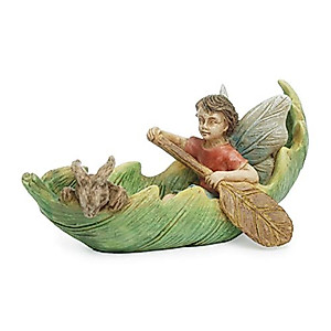 Canoeing with Friends Leaf Green 4 x 2 Resin Stone Collectible Figurine