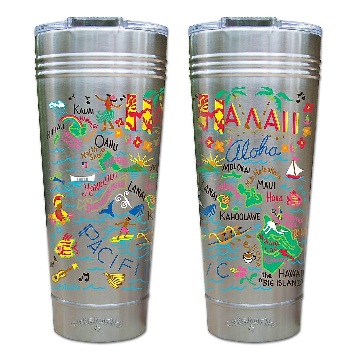Catstudio Hawaii Thermal Tumbler | Triple Wall Insulation With Non Slip Bottom | Great Travel Cup for Water, Coffee, Tea, or Smoothies