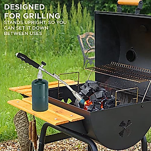 Ivation Charcoal Starter, Propane Charcoal Lighter, Quickly & Easily Ignite BBQ Grill, Smoker, Fireplace & Burn Weed, Torch Fire Starter with Button Ignition, Adjustable Flame, Tank Not Included