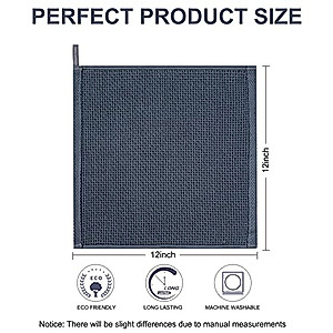 joybest Cotton Kitchen Dish Cloths, 8-Pack Waffle Weave Ultra Soft Absorbent Dish Towels Washcloths Quick Drying Dish Rags, 12x12 Inches, Dark Gray