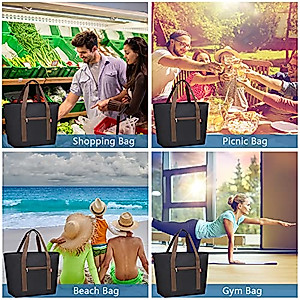 LHZK Jumbo Insulated Cooler Bag with Thermal Foam Insulation, Premium Quality Cooler Tote Bag with Zipper, Insulated Hot Cold Bag for Food Transport, Picnic, Travel, Beach (X-Large-50L, Black)