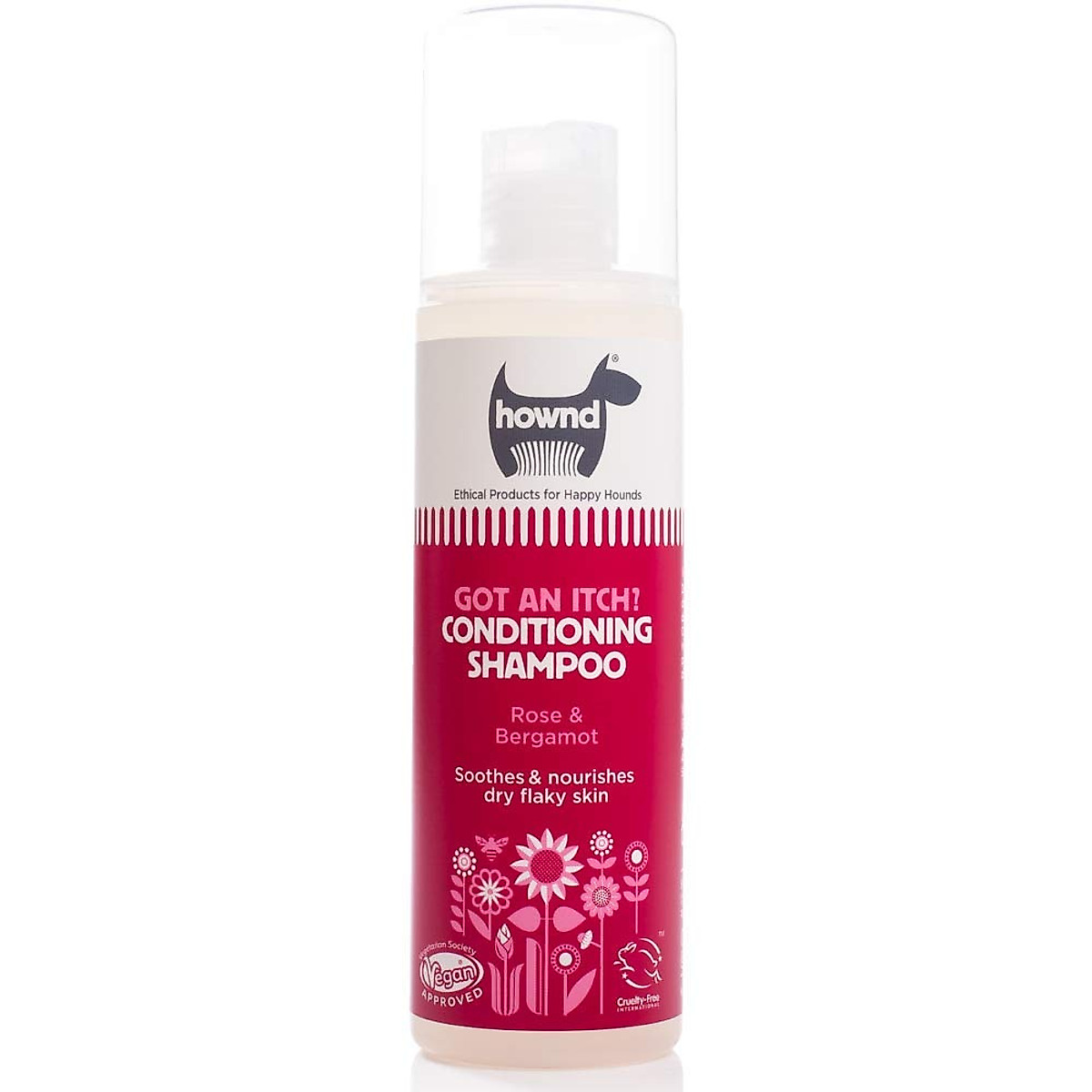 Hownd Got an Itch? Ultra Conditioning & Soothing Anti-Itch Shampoo for Dogs w/Dry, Flaky Skin, with Rose, Bergamot & Aloe Vera, Restores Dry Coats - Vegan Formula, Cruelty Free