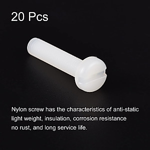 uxcell M5 x 30mm Nylon Machine Screws, Pan Head Slotted Screw Fasteners, 20pcs