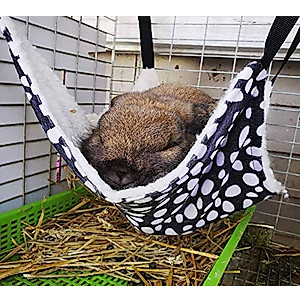 Rolybag Pet cage Hammock,pet Hammock,pet Cats Hammock,Soft Plush pet Bed,Suitable for Ferret Cotton Hammock,Guinea Pig,Hamster,Gerbil, Kittens,Cats cage,etc (Black-White dot 1)