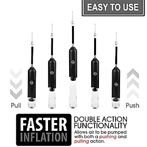 Ball Pump for Sports Balls - 5 Needles - Basketball Pump, Soccer Ball Pump - Air Pump for Balls, Volleyball, Football Accessories Equipment - Hand Pump for Inflatables - Never Lose Pin with Holder