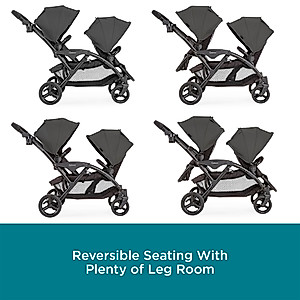 Contours Options V2 Lightweight Inline Tandem Double Stroller with Reversible Seats, Infant and Toddler Stroller, Twin Stroller – Greige (Greige)