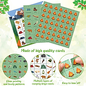 41Pcs Camping Bingo Game Cards for Kids - Camp Adventure Party Games with 24 Players - Jungle Bingo Cards Chips for Kids Family Travel Indoor Outdoor Activities School Classroom Birthday Supplies