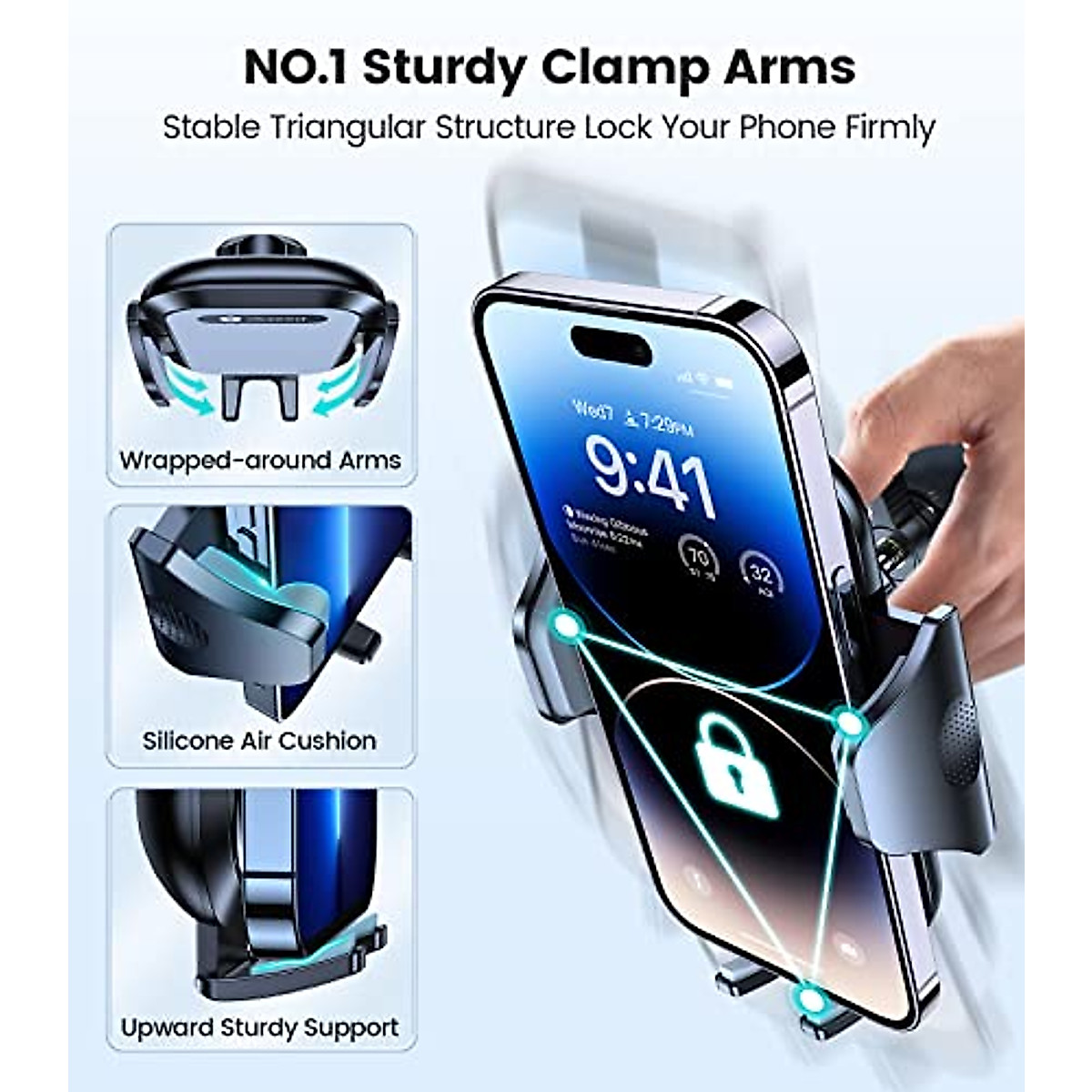 VICSEED Phone Mount for Car [66 LBS Powerful Suction][Thick Cases & Big Phones Friendly] Universal Car Phone Holder Mount Dashboard Windshield Air Vent Cell Phone Holder Car for iPhone 14/13/12