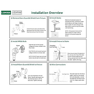 Lumina 4W LED Landscape Lights Cast-Aluminum Waterproof Outdoor Low Voltage Spotlights for Walls Trees Flags Light with Warm White 4W MR16 LED Bulb and ABS Ground Stake Bronze SFL0104-BZLED6 (6PK)