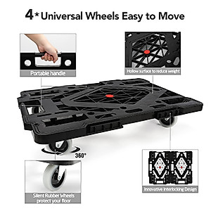 Nellyke Furniture Movers Dolly Furniture Movers with Wheels, Portable Moving Rollers Leg Dollies for Heavy Furniture, 4 Wheels Small Flat Dolly, 1760 Lbs Capacity, 2 Pack, Black…