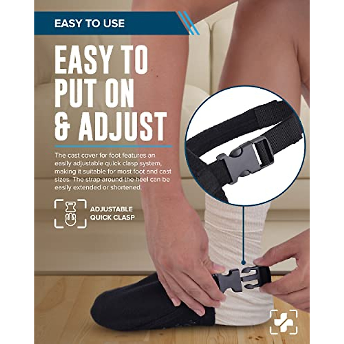 Doctor's Select Leg Cast Sock Cover - Non Slip Adjustable Cast Socks over Cast for Women and Men | Foot Cast Toe Cover Socks