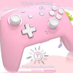Wireless Switch Pro Controller for Switch/Switch Lite/Switch OLED, momen Pink Wireless Pro Controller with Turbo, Motion, Adjustable Vibration, Wake-Up, Gyro Axis