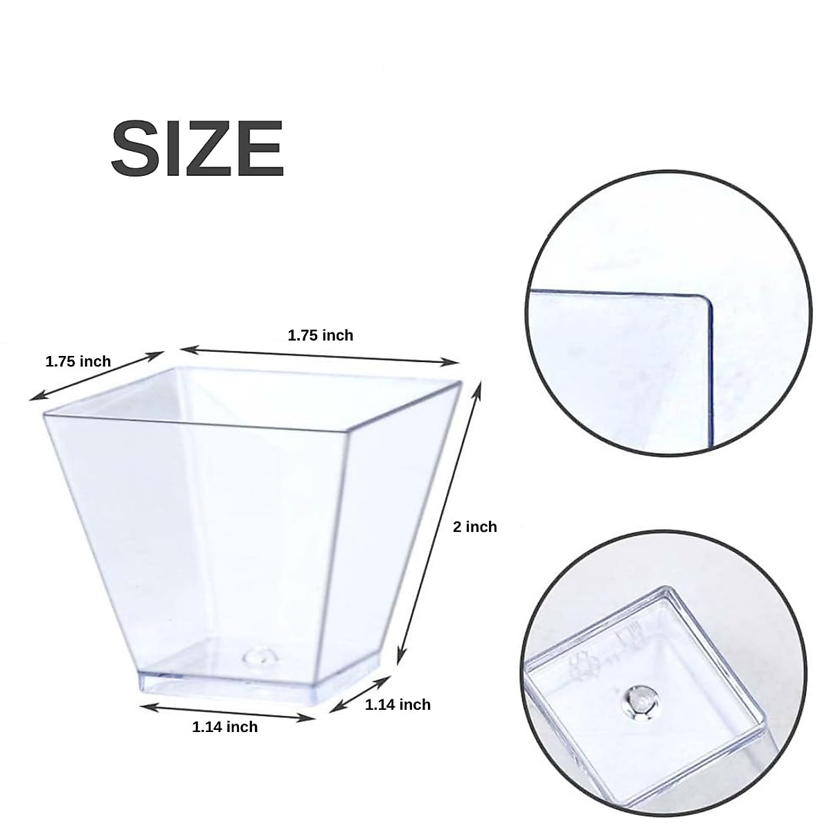 Dessert Cups Clear Square Plastic Mini Cube 2oz Shot Glass Pack of 40