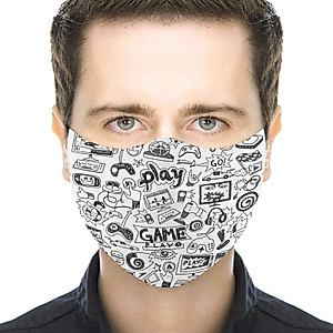 Comfortable Windproof, Monochrome Sketch Style Gaming Design Racing Monitor Device Gadget Teen 90s,Printed Facial decorations for adult JB-0002956