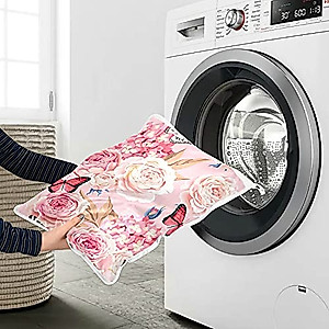 Xigua 2 Pack Rose Butterfly Mesh Laundry Bags Zipper Travel Washing Bag Storage Organizer for Clothes, Sock, Lingerie, Bra and Underwear