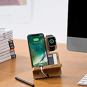 JACKCUBE Design Bamboo Charger Dock Stand Multi Device Charging Station Organizer Holder for Smartphone Cellphone Mobile Phone – :MK243A