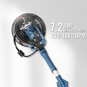 Enhulk Drywall Sander, 900W 7.2A Electric Drywall Sander with Vacuum Auto Dust Collection, 6 Variable Speed 800-1800RPM, Double-Deck LED Lights, Extendable & Foldable Handle, 12 Sanding Discs