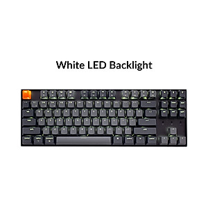 Keychron K8 87 Keys Tenkeyless Hot-swappable Wireless Mechanical Keyboard, Multitasking, Type-C Wired, White LED Backlight Bluetooth Gaming Keyboard for Mac Windows with Gateron Optical Blue Switch