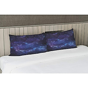 EKOBLA Throw Pillow Cover Starry Sky Galaxy Space Night Time Universe Stars Nebula Black Blue Abstract Decor Lumbar Pillow Case Cushion for Sofa Couch Bed Standard Queen Size 20x30 Inch