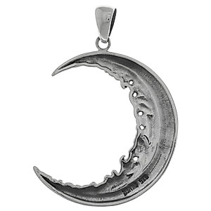 Jewelry Trends Sterling Silver Large Floral Leaf Crescent Moon Pendant