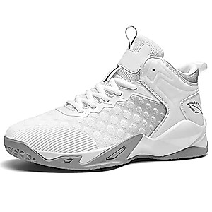 CJSPORX Mens Basketball Shoes Anti Slip Fashion Sneakers Zapatos de Hombre White-5 Size 8.5