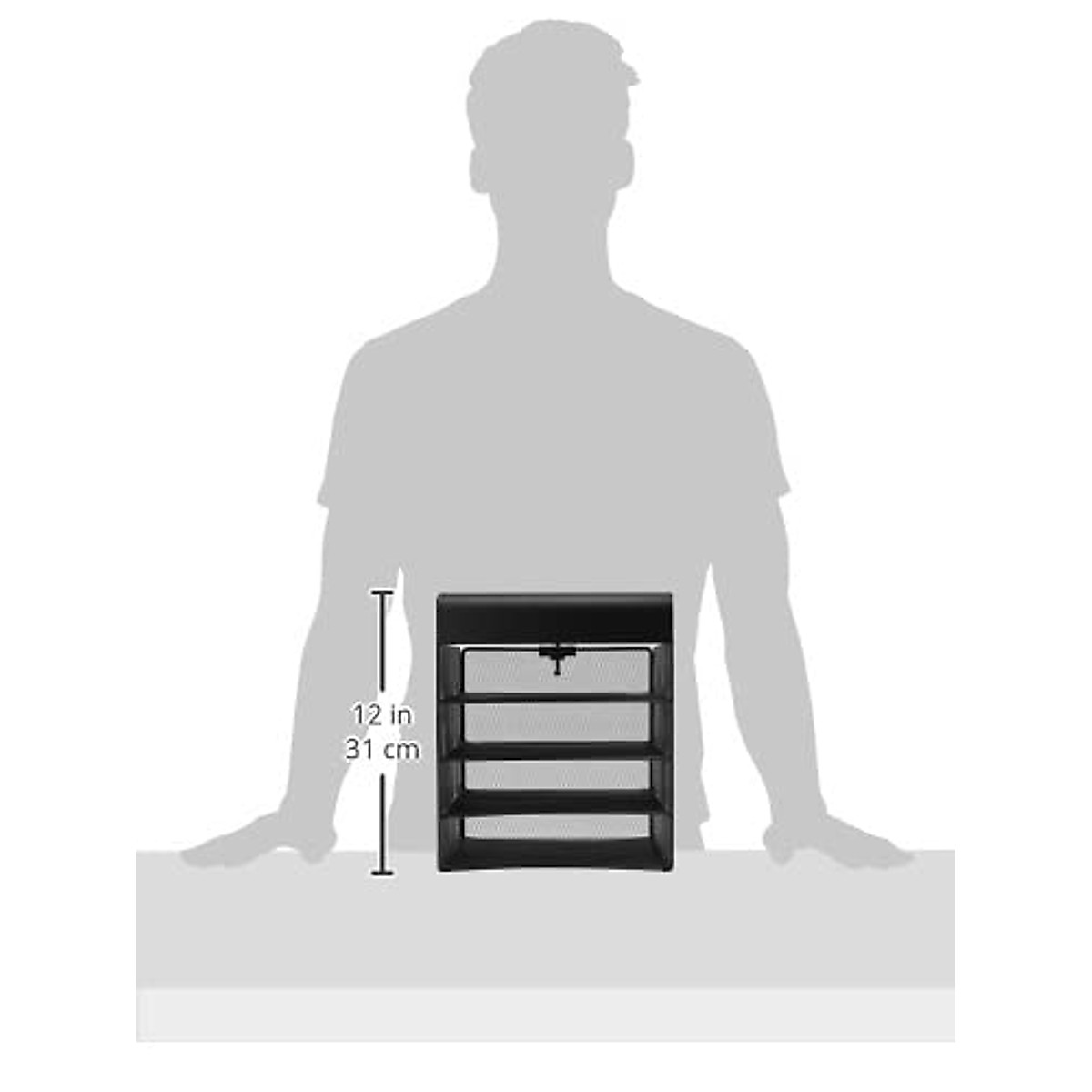 Safco Products Onyx Mesh 4-Tray Underdesk Space Saving Desktop Hanging Organizer, Durable Steel Mesh Construction, 20lb Capacity, Black Powder Coat Finish, 10.25"w x 12.375"d x 12"h