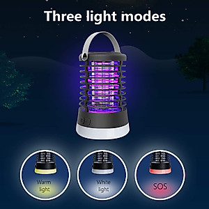 Bug Zapper Outdoor Bug Repellent Rechargeable Camping Lamp Waterproof Mosquito Killer Fly Trap Mosquito Repellent Portable Bug Zapper for Outdoor, Patio, Camping Accessories, Camping Gear Must Haves