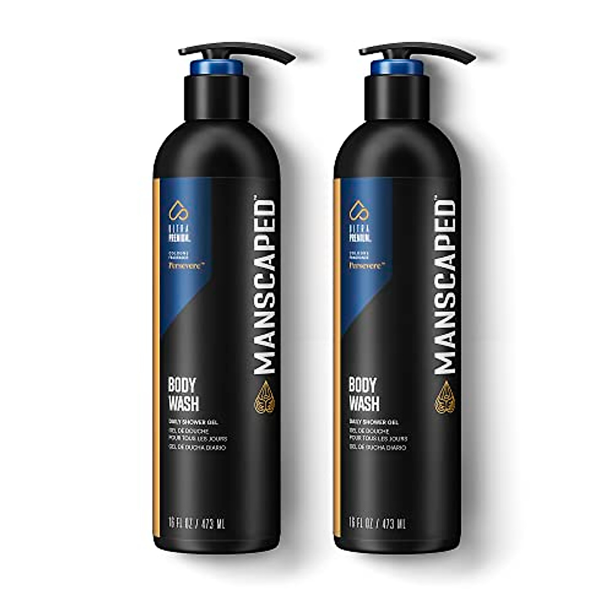 MANSCAPED® Buff Bundle Full-Body Shower Kit Including The Body Buffer Silicone Scrubber & Two 16oz Bottles of UltraPremium Persevere™ Body Wash, Luxurious Clean Formula Infused with Aloe Vera