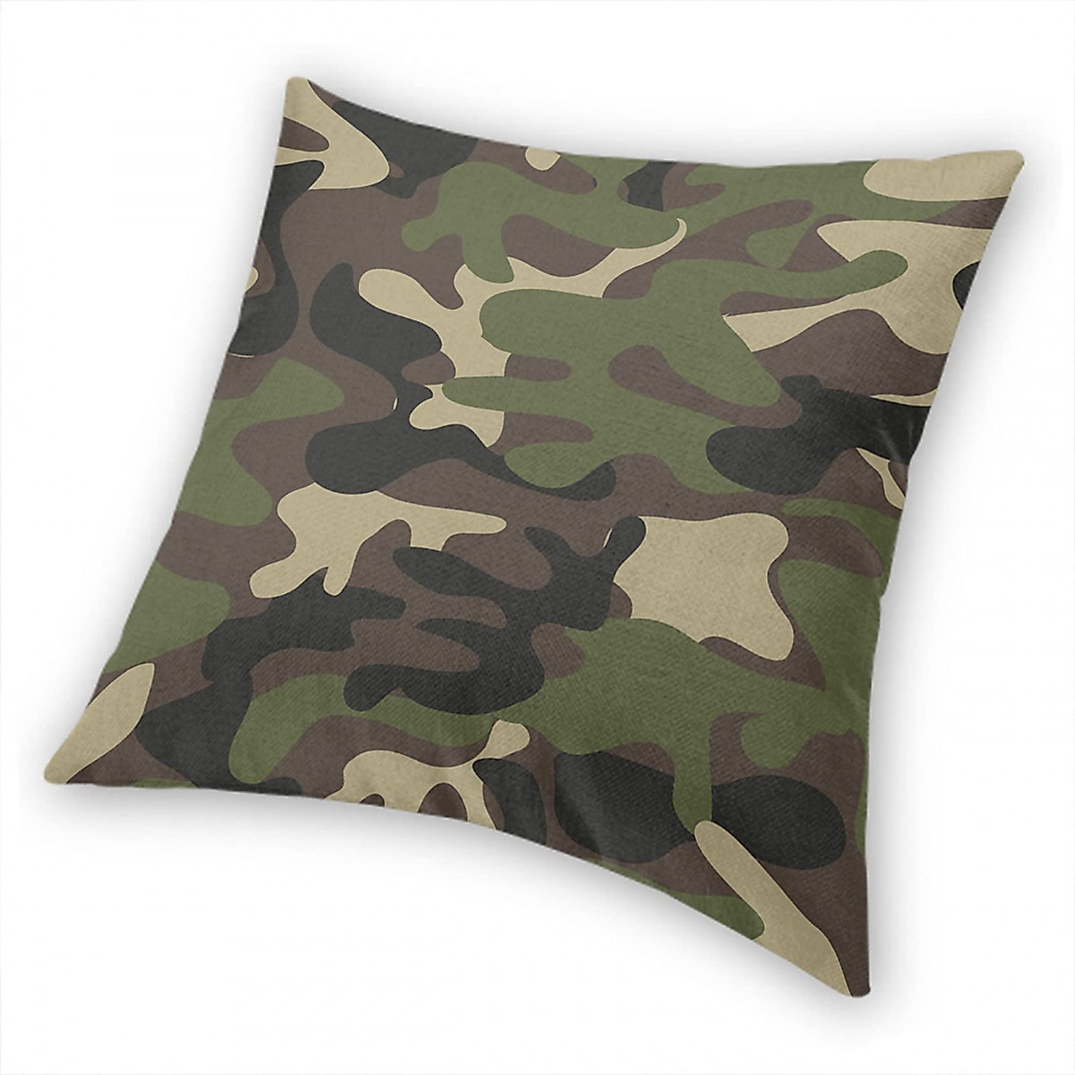 MURUFUL Throw Pillow Covers Beige Camoflauge Pattern Military Woodland Style Classic Camo Brown Army Cotton Linen Cushion Covers Home Decorative Throw Pillowcases 12”×12”for Patio Sofa Couch