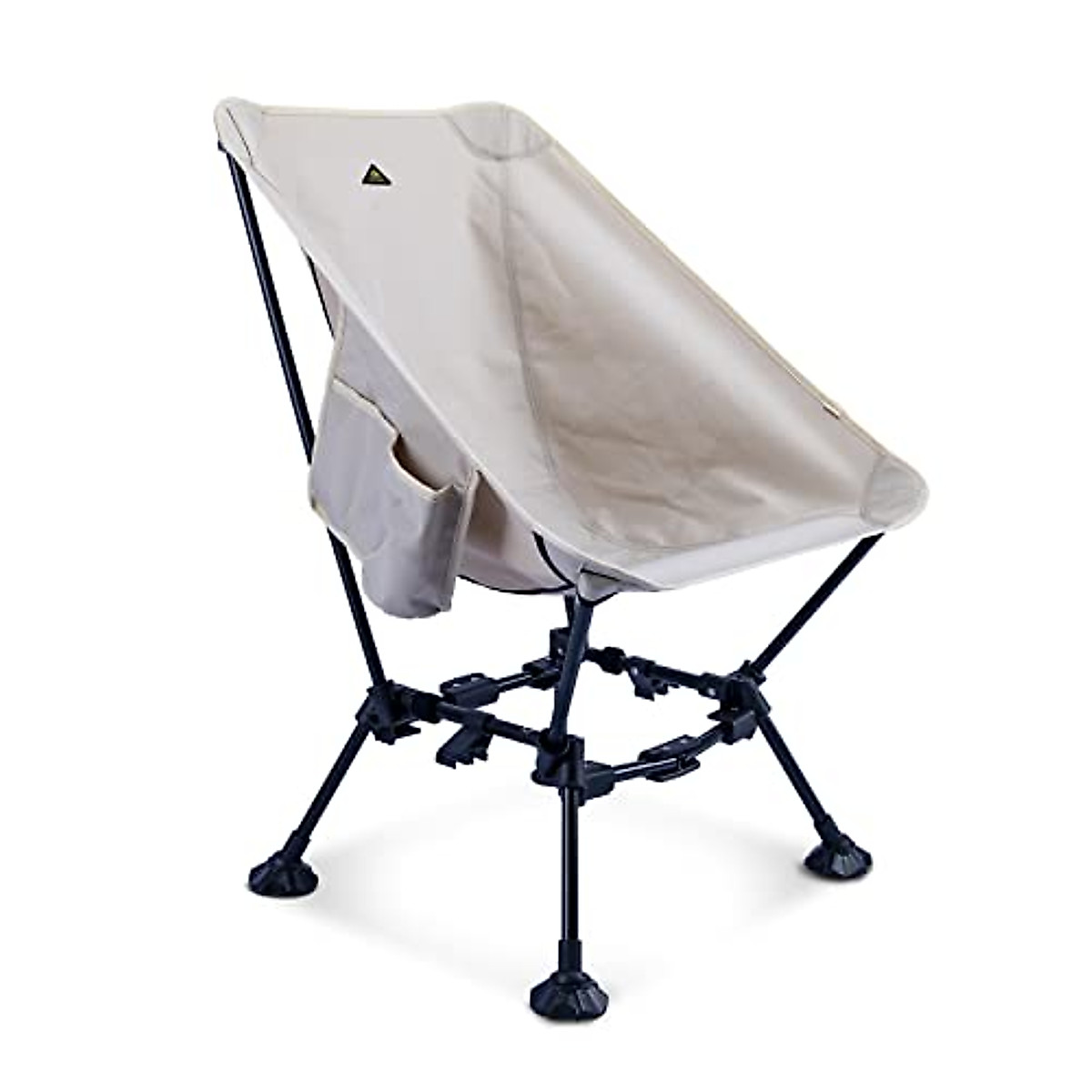 iClimb Two-Heights Light Compact Comfortable Camping Folding Beach Chair with Anti-Sinking Large Feet and Carry Bag (Beige)