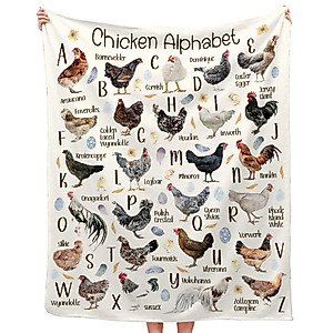 Chicken Alphabet Blanket Gifts Super Soft Lightweight Flannel Blankets Throw for Kids, Adult, Suitable for Couch, Sofa, Bed, Camping, Travel All Seasons 40"x50" for Kid