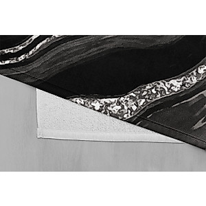 Black and Silver Marble Print Hand Towel - Faux Agate Print Kitchen Towel - Bathroom Hand Towel - Cotton Terry Cloth - 15"x25"