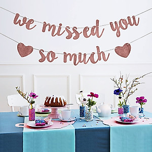 Welcome Home Decorations We Missed You So Much Banner, Rose Gold Welcome Back Home Family Party Sign Decor, Patriotic Military Homecoming Army Deployment Returning Back Party Supplies