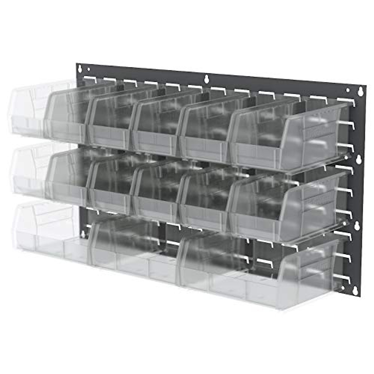 Akro-Mils 30235 AkroBins Plastic Hanging Stackable Storage Organizer Bin, 11-Inch x 11-Inch x 5-Inch, Clear, 6-Pack