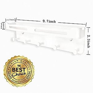 NC Key Holder for Wall Hooks and Rack Decorative Mail Hanging Hanger Hook Ring Organizer with Shelf ,5 Key Hooks Stainless Steel White