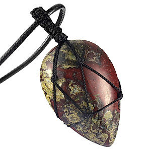 Nupuyai Bullet Teardrop Stone Pendant Healing Crystal Point Necklace for Women Men, Dragon Blood Stone
