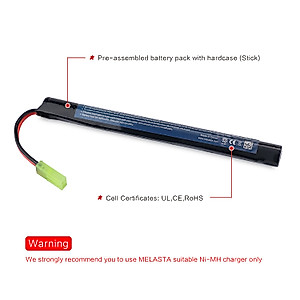 melasta 2Pack 2/3A 8.4v 1600mAh Stick NIMH Airsoft Guns Battery Pack for Mini Tamiya Connector Air Soft Butterfly Nunchuck Stick