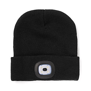 Hatlight Unisex LED Beanie with Light, USB Rechargeable Flashlight Knitted LED Hat Headlamp Cap, Christmas Stocking Stuffers Gifts for Men Husband Dad Black