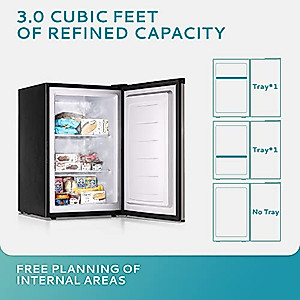 EUHOMY Upright freezer, 3.0 Cubic Feet, Single Door Compact Mini Freezer with Reversible Stainless Steel Door, Small freezer for Home/Dorms/Apartment/Office (Silver)
