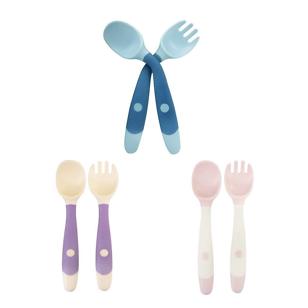 6 Pcs Silicone Baby Spoons Self feeding 6+ Months, Baby Spoons First Stage with Bendable Handle, Cucharas para Bebes, Infant Spoons